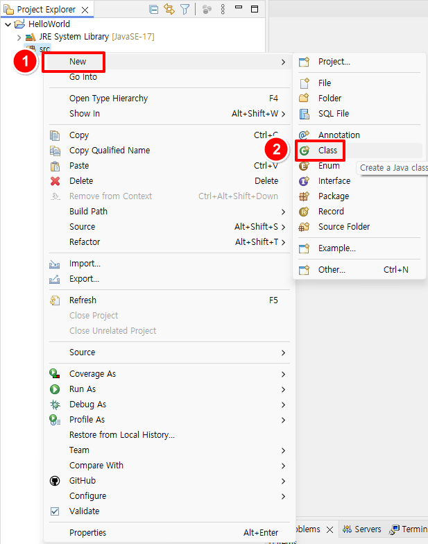 Java Eclipse를 이용한 Java 프로젝트 생성과 Hello World 출력하기