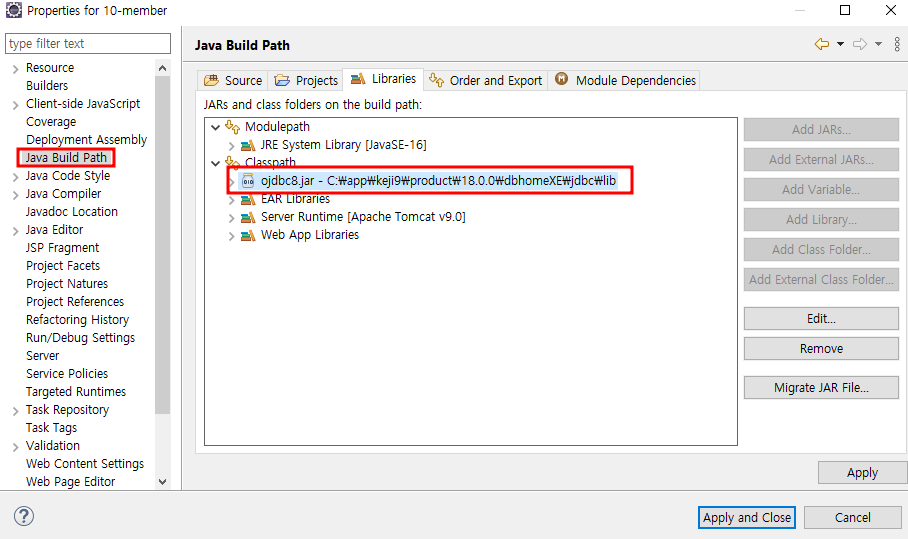 java.sql.SQLException: No suitable driver found for jdbc:oracle:thin:@localhost:1521:xe