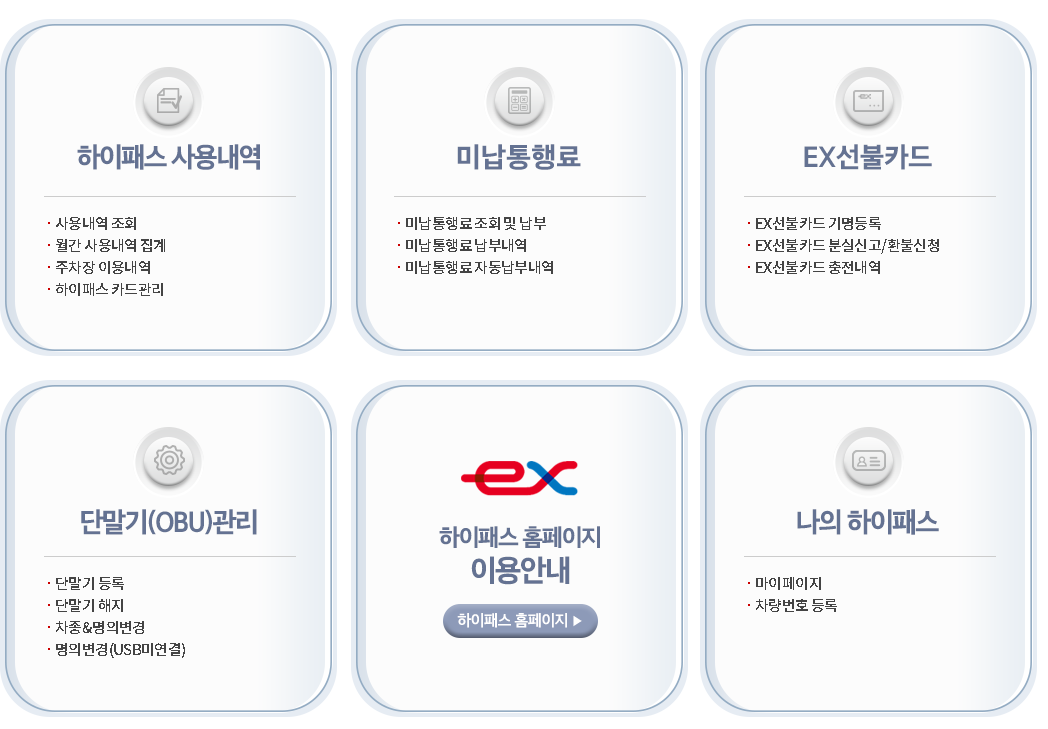 고속도로 통행료 홈페이지 (www.excard.co.kr)