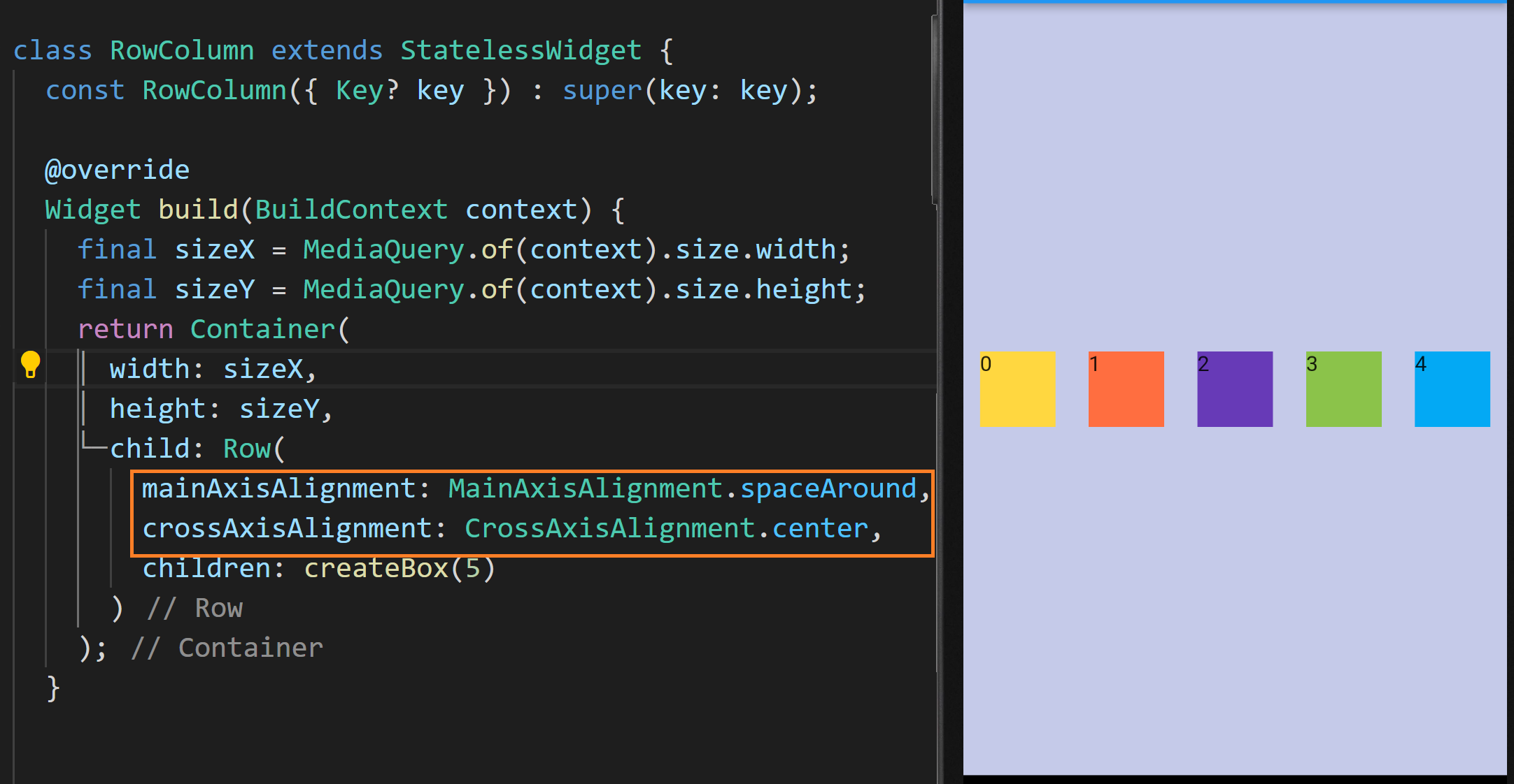 [Flutter Layout] 7. Row, Column 위젯 정렬하기, 위젯 축