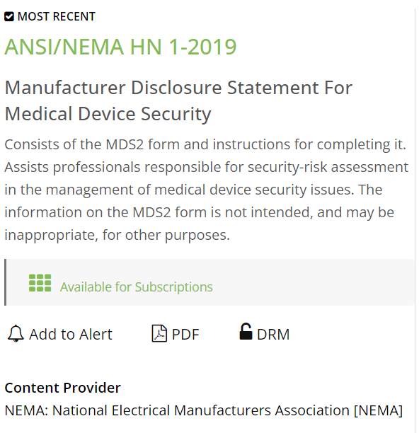 MDS2란?: Manufacturer Disclosure Statement for Medical Device Security