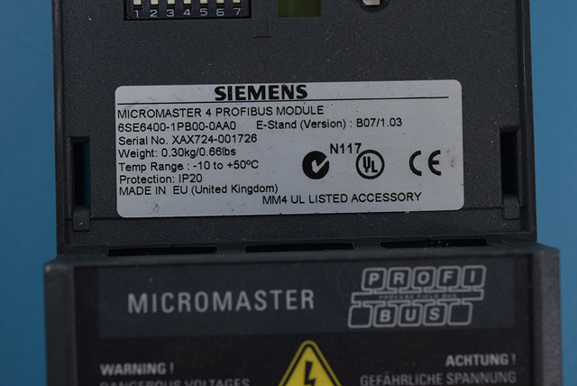 6SE6400-1PB00-0AA0 [ETC CONTROLLER] SIEMENS MICROMASTER 4 PROFIBUS ...