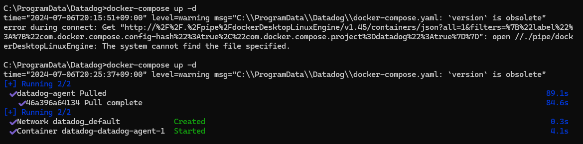 [Datadog] Docker compose Troubleshooting