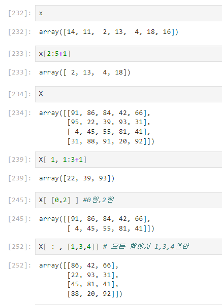 Numpy 기능 - Slicing