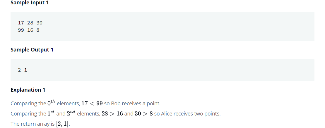 [HackerRank] Compare the Triplets