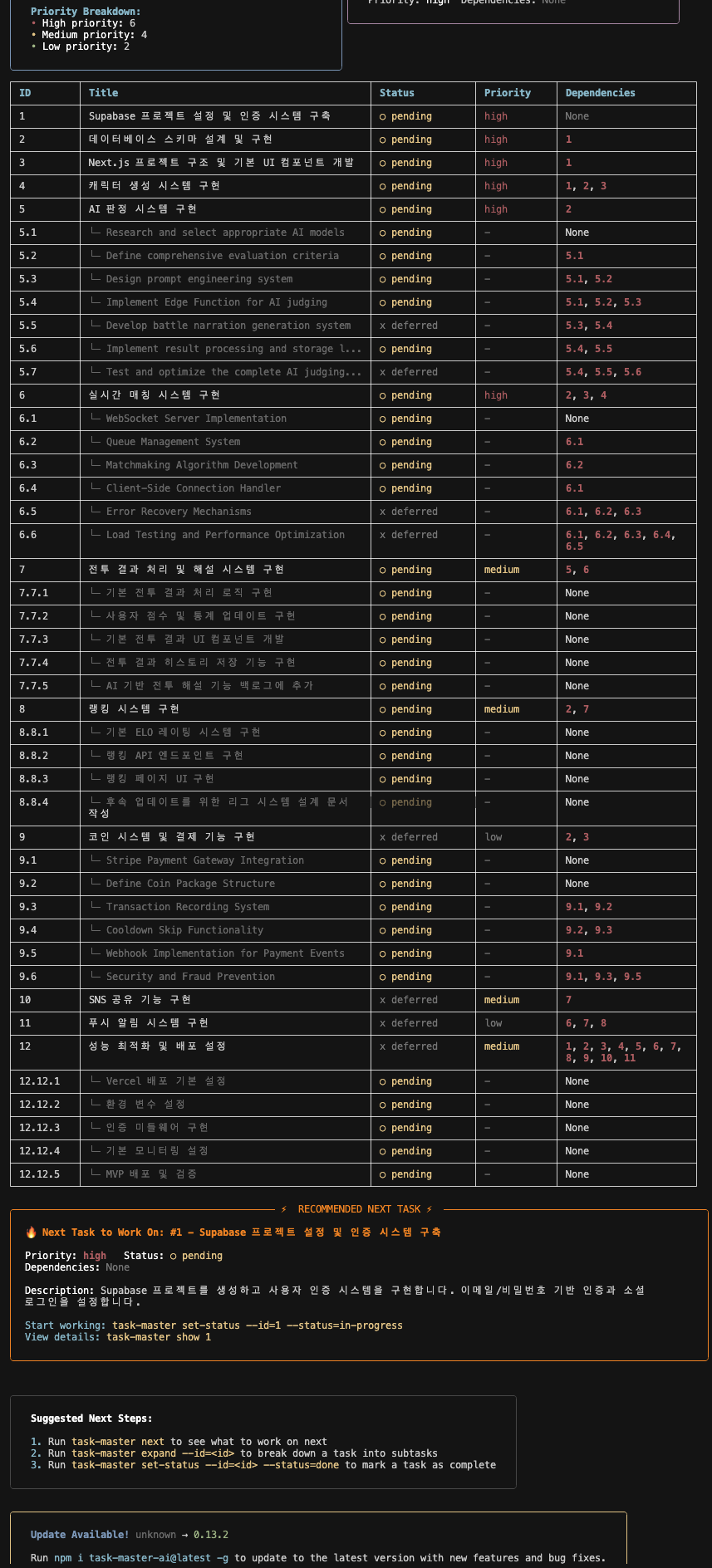 claude-task-master 사용 - text battle :: 노력하는 개발자