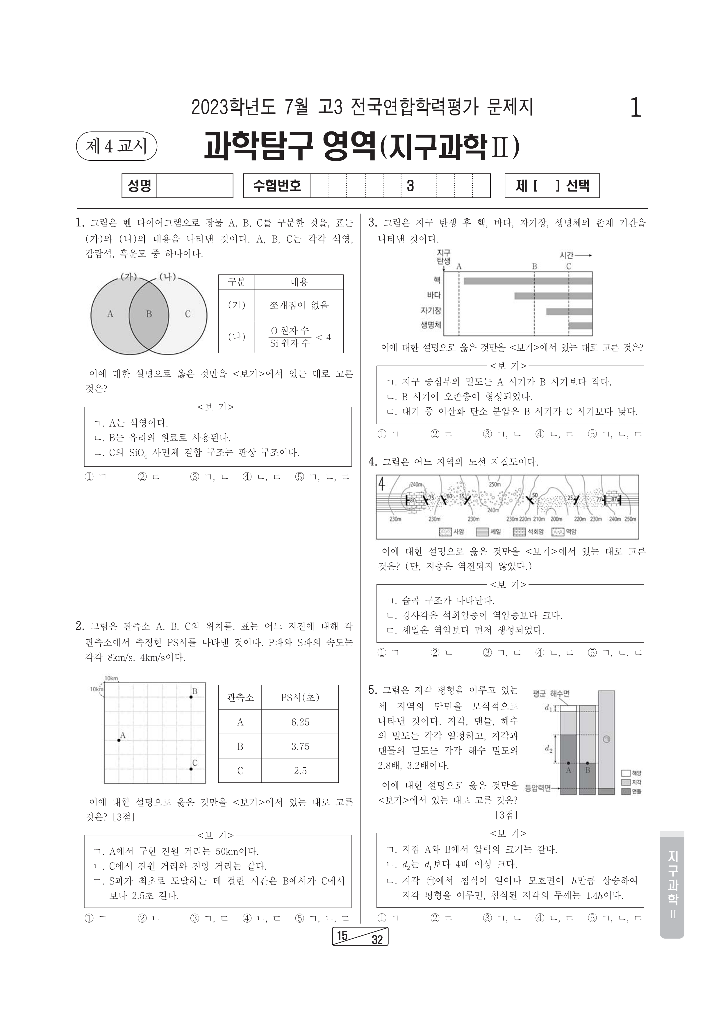 2023 07 고3 학평 과학 지구과학Ⅱ
