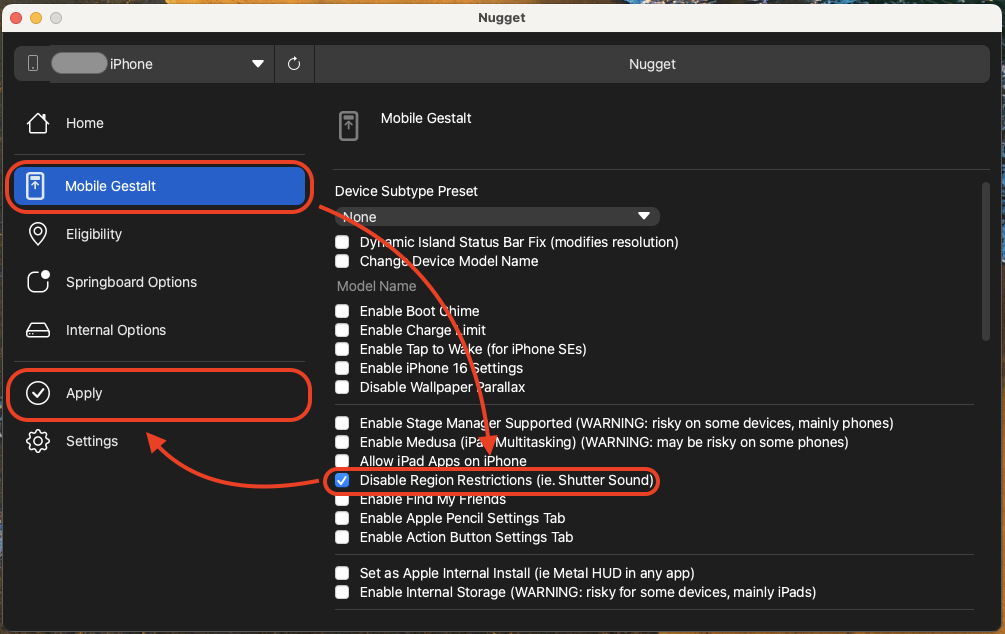 iOS 18.1 트윅툴 Nugget 사용법 - 미코