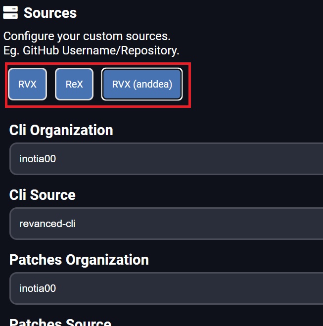 [ReVanced Extended] 리밴스드 익스텐디드 버전 선택 (RVX, ReX, RVX(anddea))