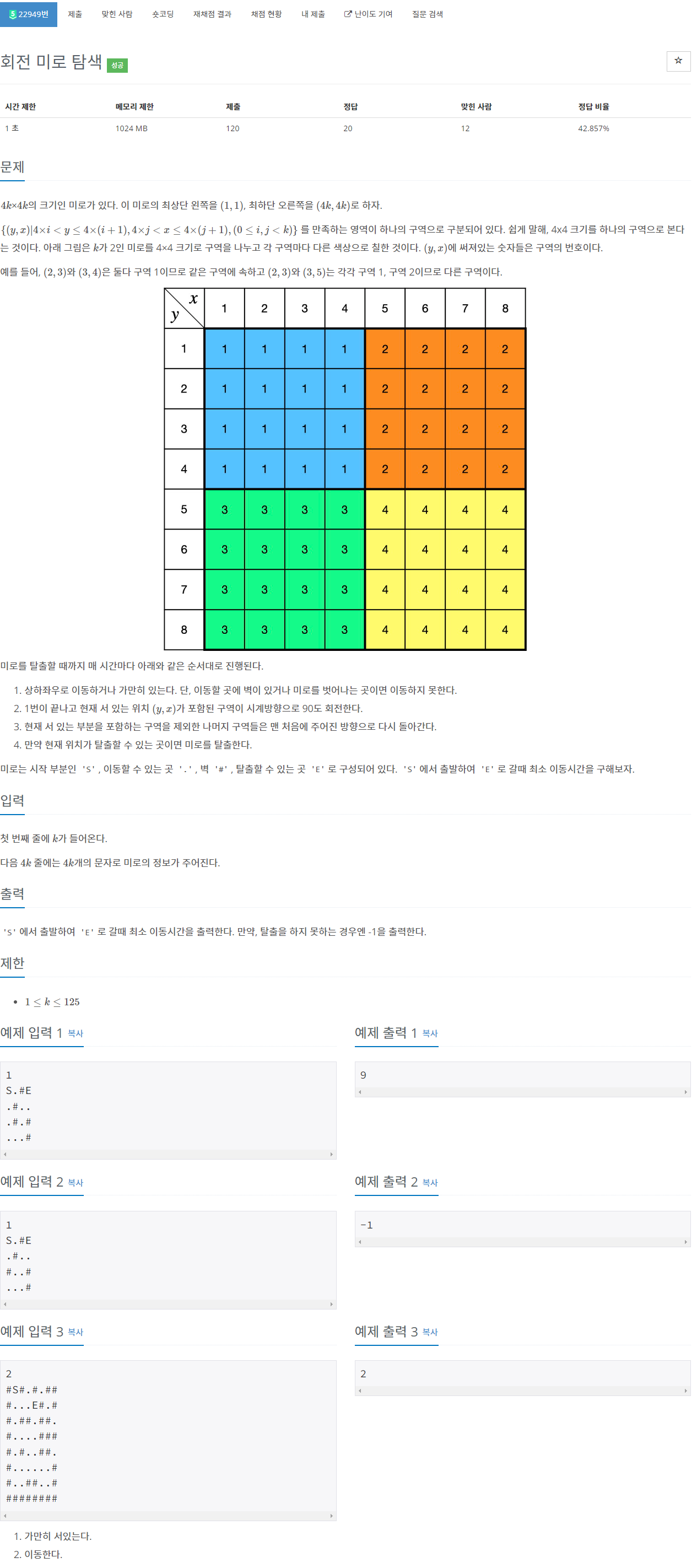 [자바] 백준 22949 - 회전 미로 탐색 (java) - Nahwasa
