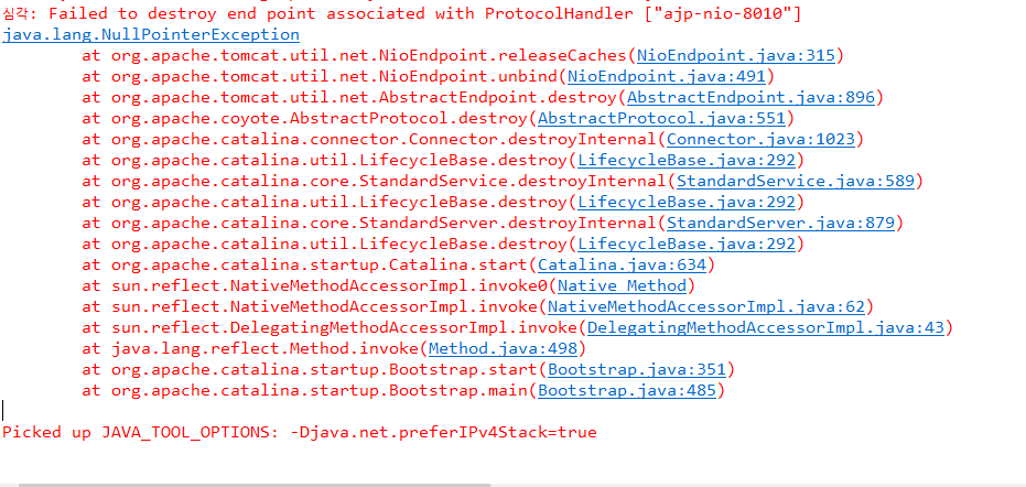 Picked up JAVA_TOOL_OPTIONS 오류 해결방법