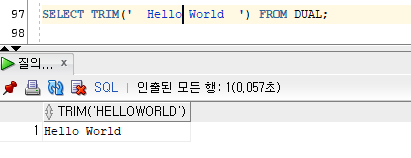 Oracle 09 LTRIM, RTRIM, TRIM() - 문자, 공백 제거 함수
