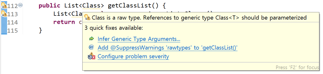 Class is a raw type. References to generic type Class should be ...