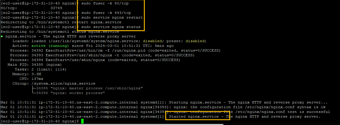 ec2) nginx start시 오류 해결 "systemctl status nginx.service"