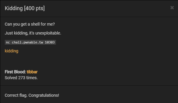 pwnable.tw - Kidding