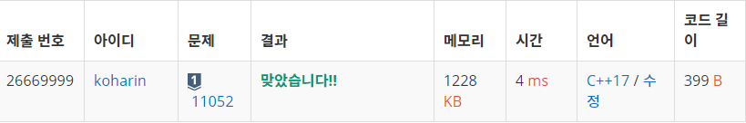 [백준(BOJ)] 11052번: 카드 구매하기 (Dynamic Programming, C++)