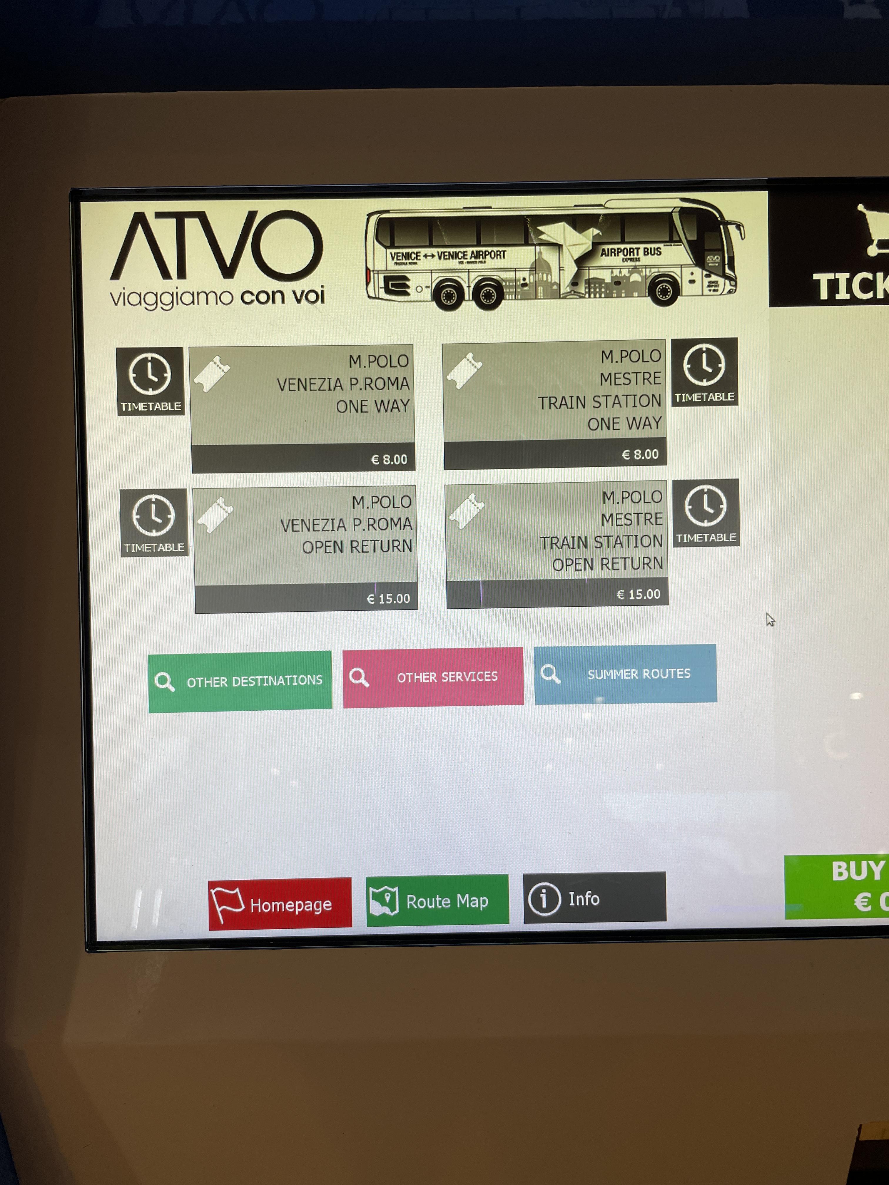 베네치아 공항에서 메스트레 중앙역 가는 법 (22년 5월 ATVO 버스 가격 및 시간표)
