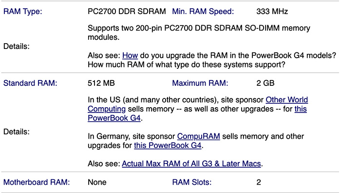 애플 파워북 G4 램 업그레이드 PowerBook G4 DDR1 RAM