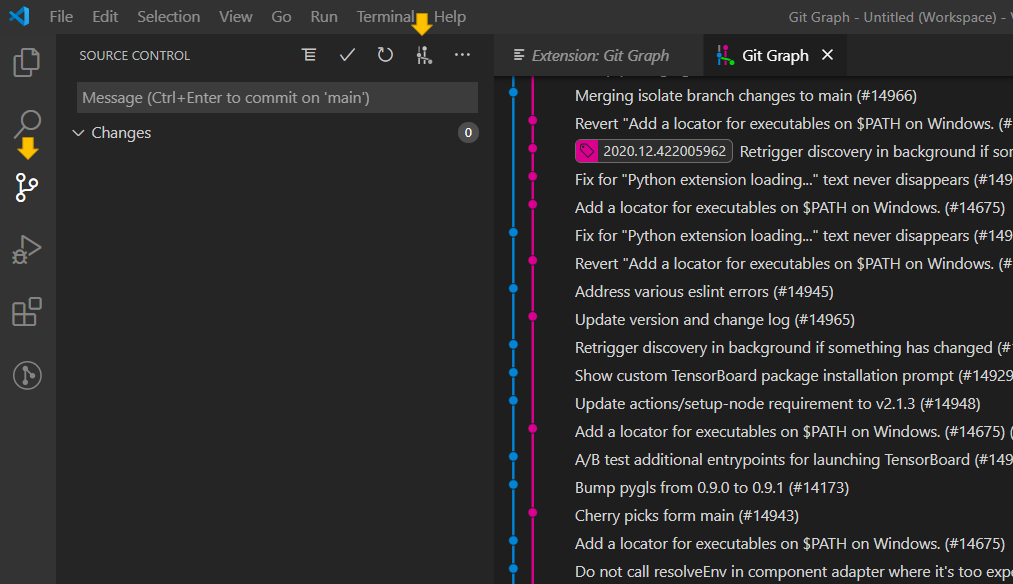 VSCODE 에서 git branch 그래프로 보기