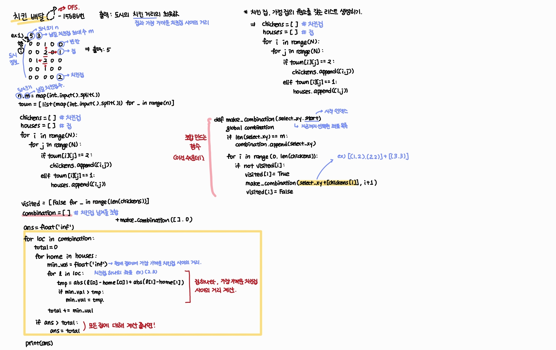[BAEKJOON] 15686번. 치킨 배달