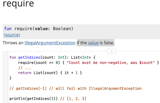 require 와 Check 로 코드에 조건 부여하기 # Kotlin