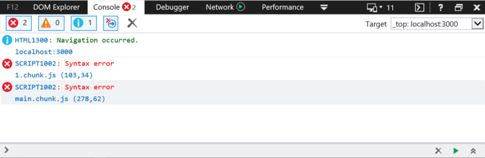 react-script 업데이트 IE11 동작하지 않는 문제