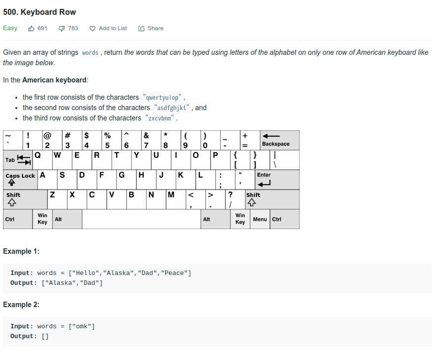 500. Keyboard Row