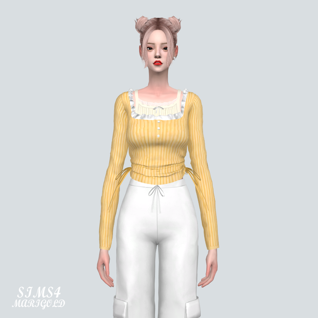 [Sims4 CC] 73 Lace Knit Top With Sleeveless Top_73 레이스 니트 탑과 민소매 탑_여자 의상