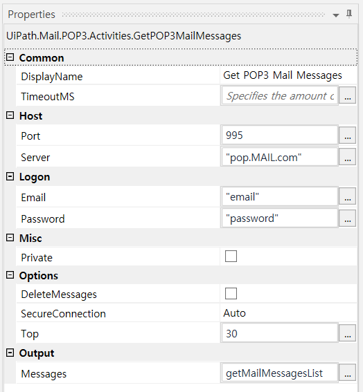 Mail Activity : POP3(Get POP3 Mail Messages) :: 정다실버 블로그