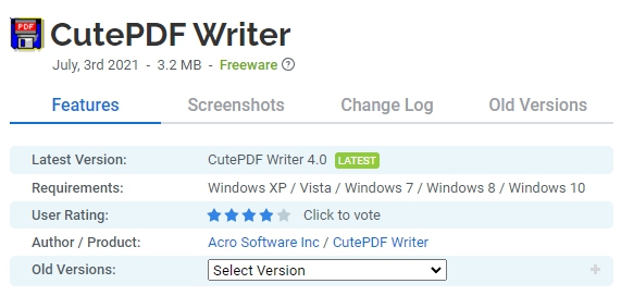 CutePDF Writer 무료 다운로드