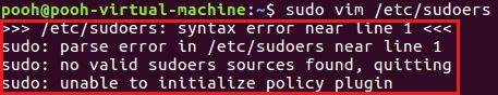 sudo가 되지 않는 에러 (/etc/sudoers: syntax error near line)