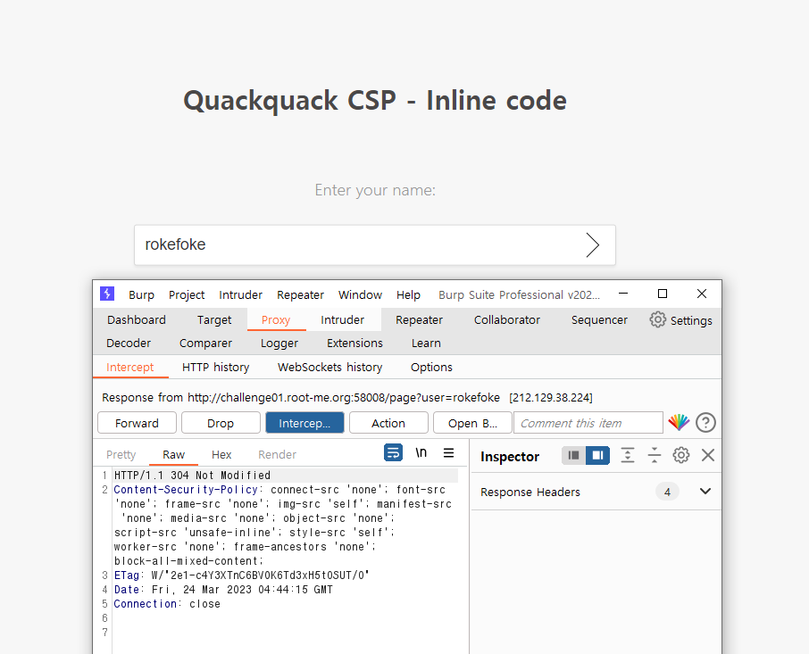 [Web-Client] CSP Bypass - Inline code :: rokefoke