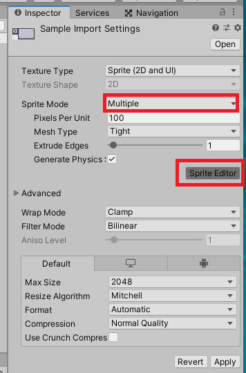 유니티 No Sprite Editor Window registered 해결 방법