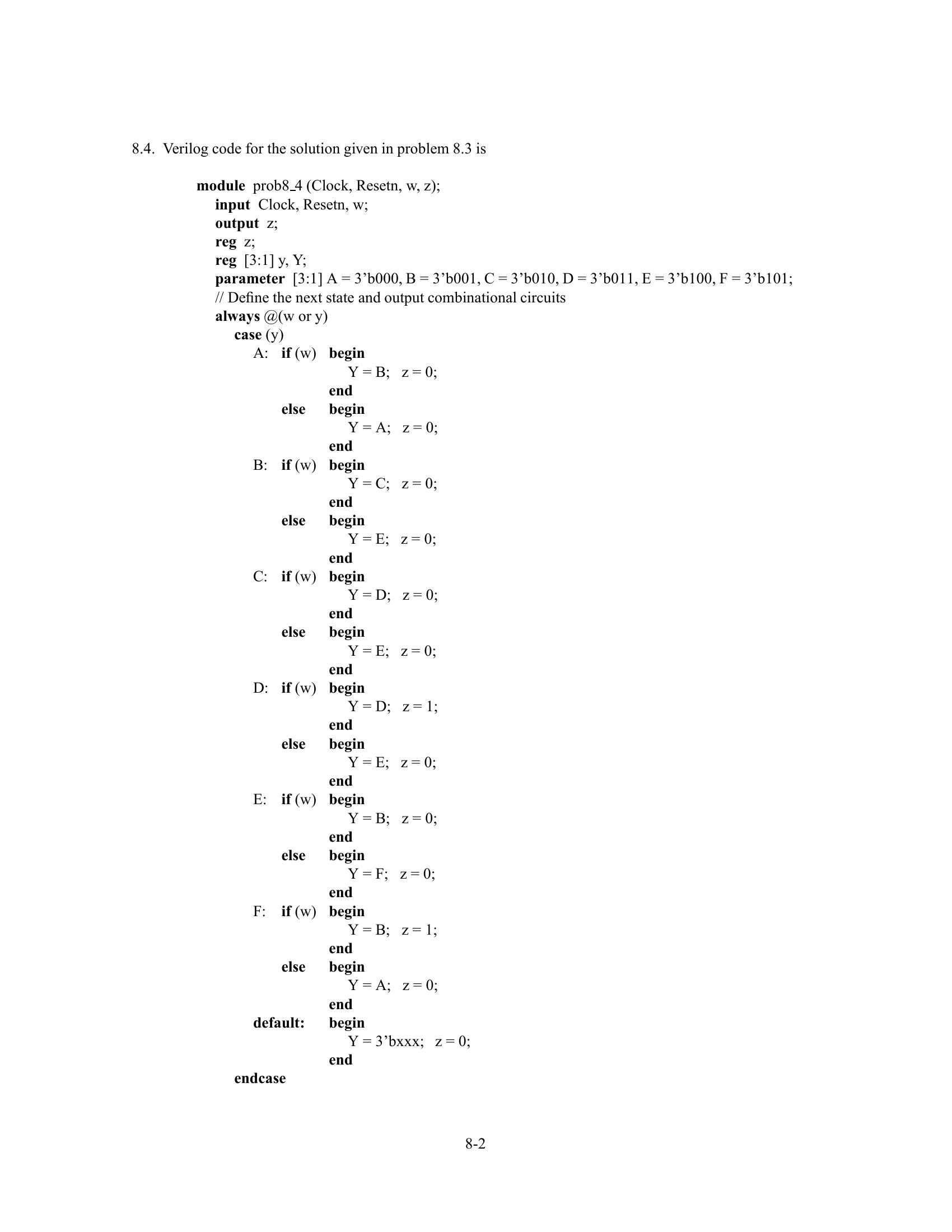 Solution manual to Fundamentals of digital logic with verilog design (Chapter 8)