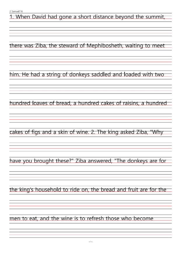 2 Samuel 16 Handwrite the Bible 사무엘하16장 영어성경필사 PDF