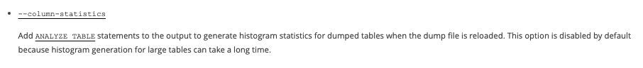 [MySQL] Unknown table 'COLUMN_STATISTICS' in information_schema (1109 ...