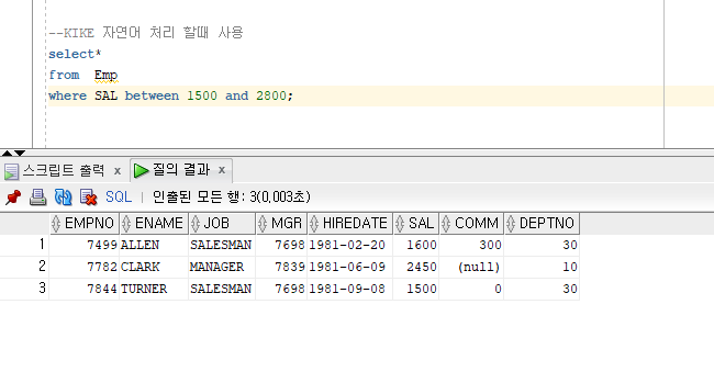 DB 5장 더정확하고 다양하게 결과를 출력하는 WHERE절과 연산자