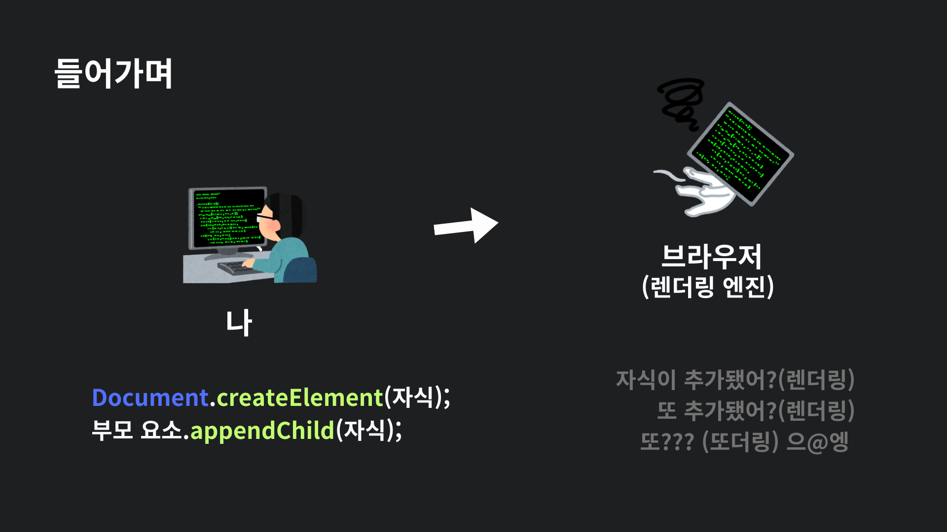 DOM 조작을 최소화하여 성능 최적화하기 DocumentFragment