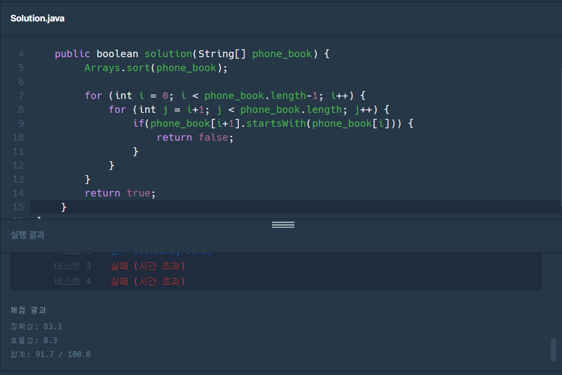 [Java] 프로그래머스 해시 Lv2 - 전화번호 목록