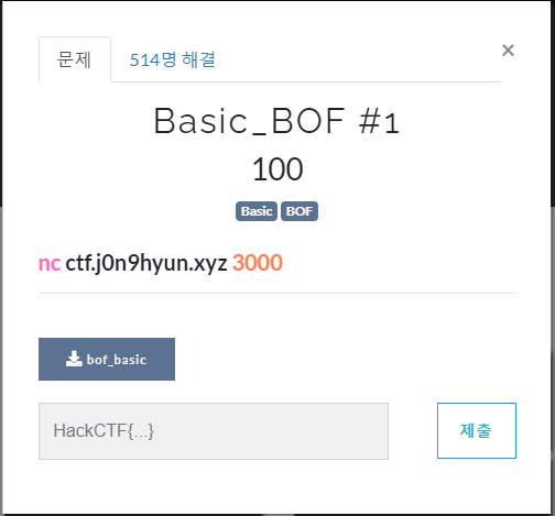 [HackCTF] Pwnable - Basic_BOF #1