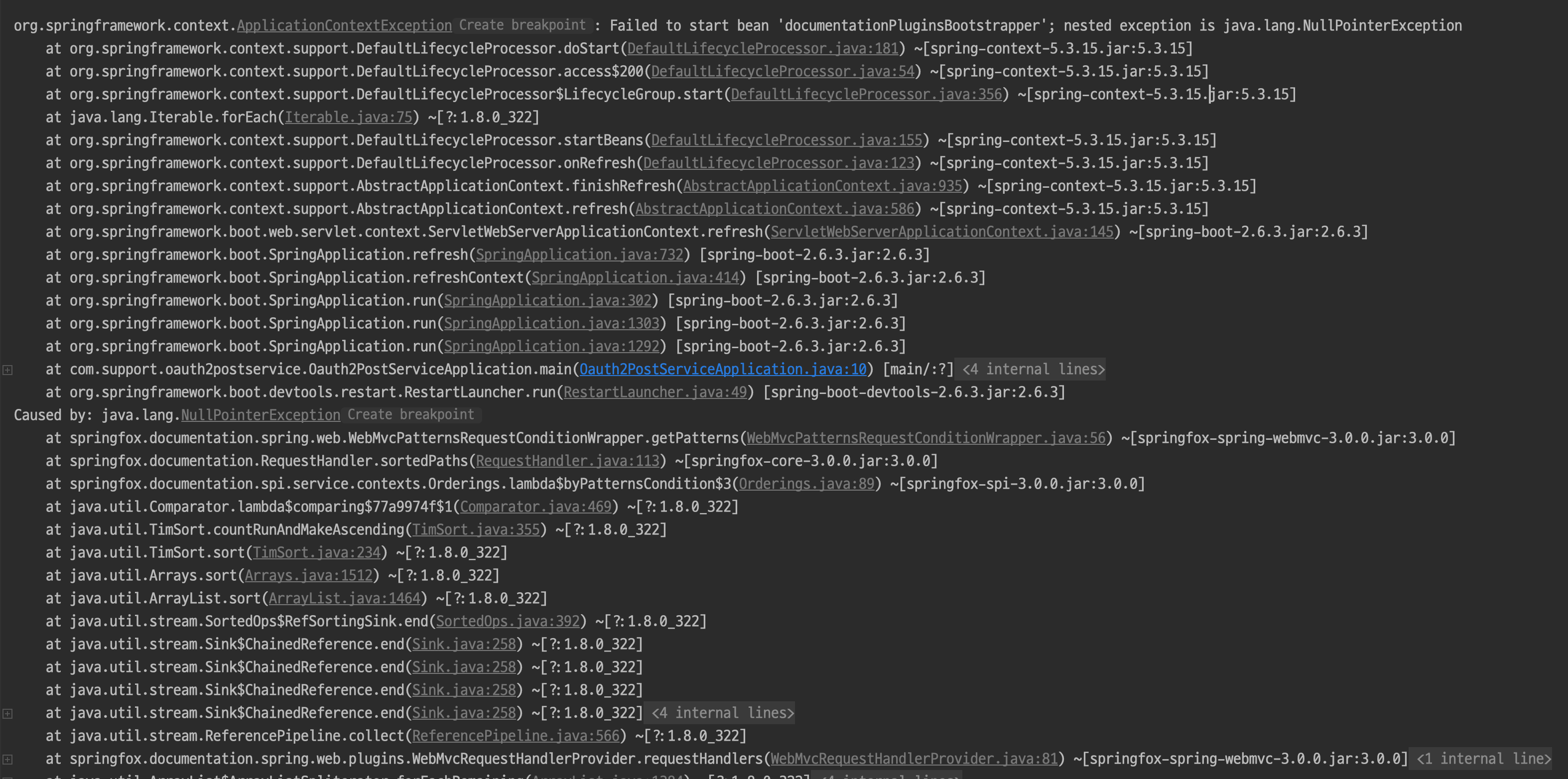 [Swagger2] Failed to start bean 'documentationPluginsBootstrapper';