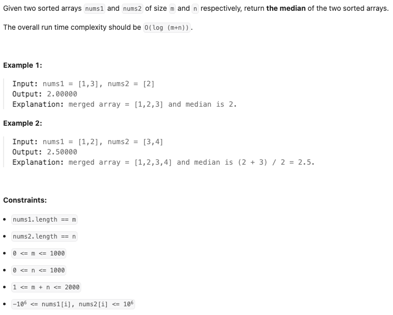 Leetcode Median Of Two Sorted Arrays Java Dev Diaries