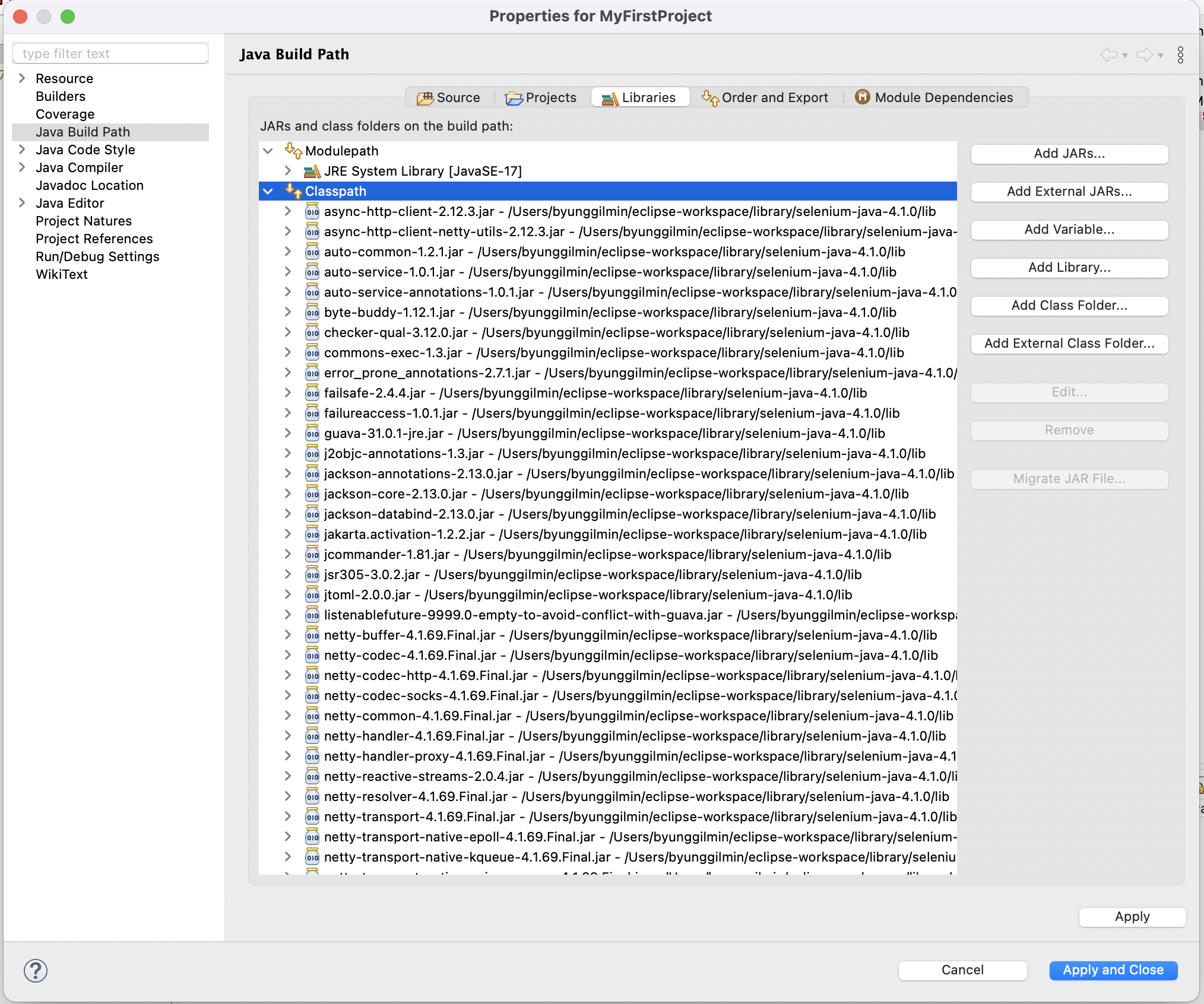 selenium으로 웹페이지 접속하기(mac, eclipse, java)