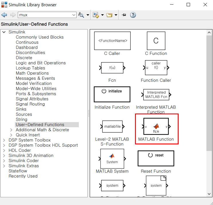 MATLAB Simulink Library Browser