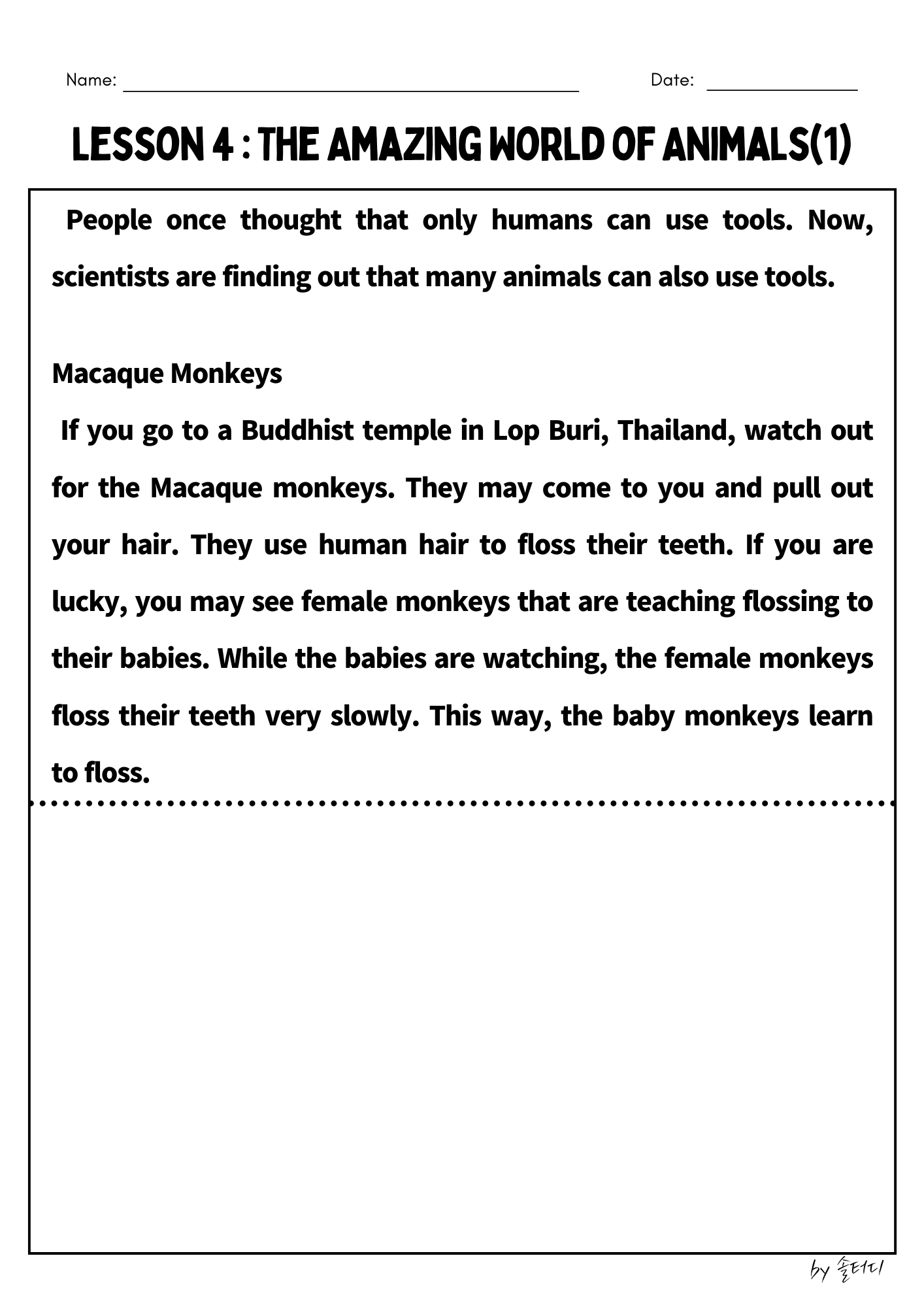 중2 동아(윤정미) 4과 본문 'The Amazing World of Animals'