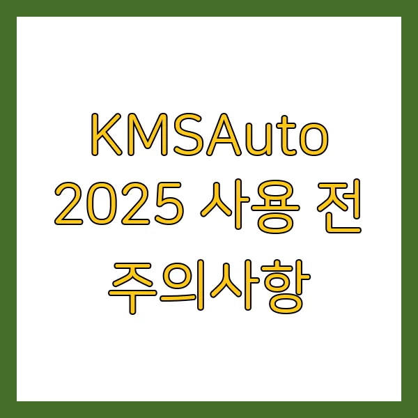 KMSAuto 2025 사용 전 주의사항