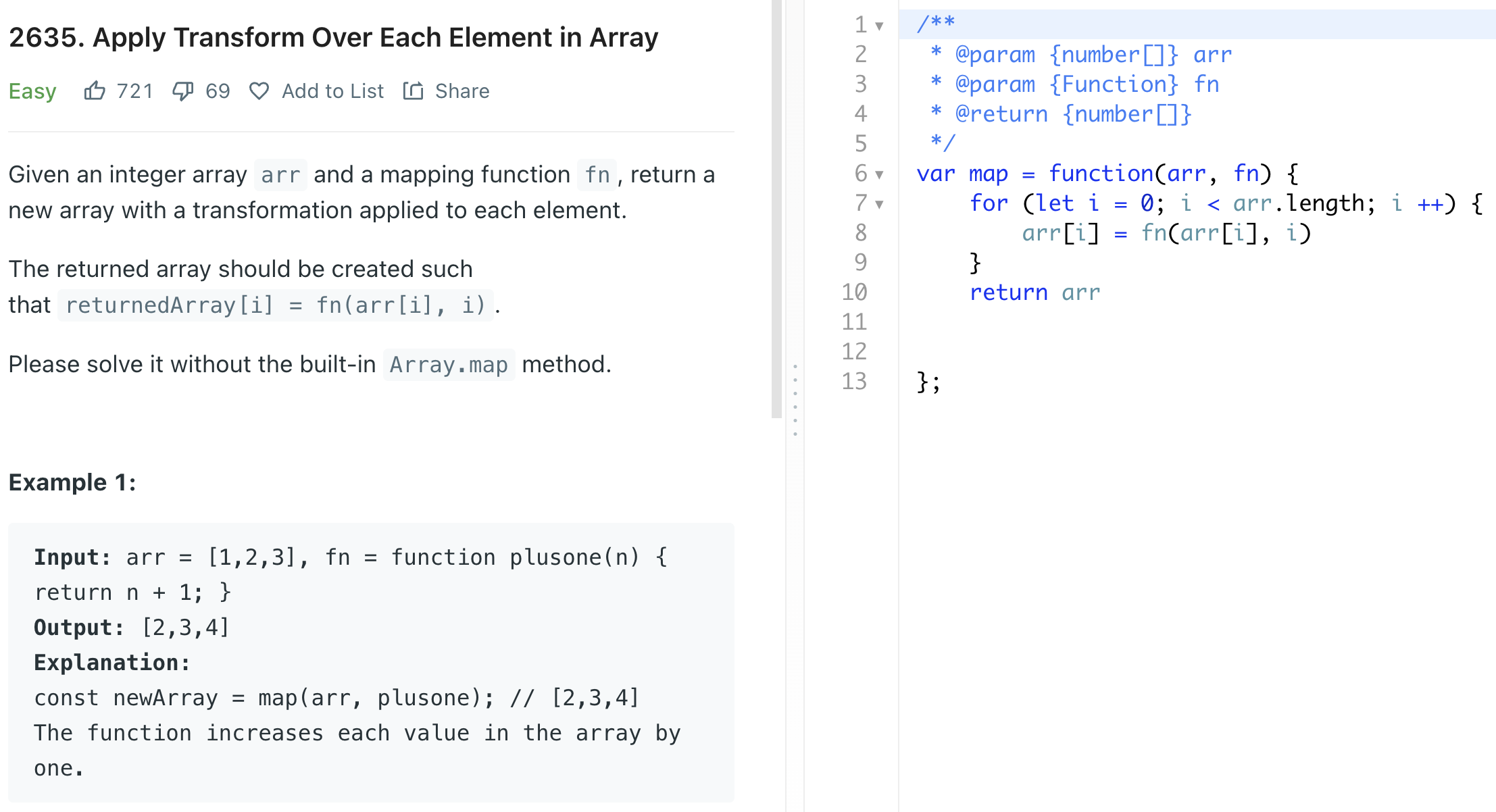 [LeetCode-JS 30 days] #2. Array Transformation - 1(#순회)