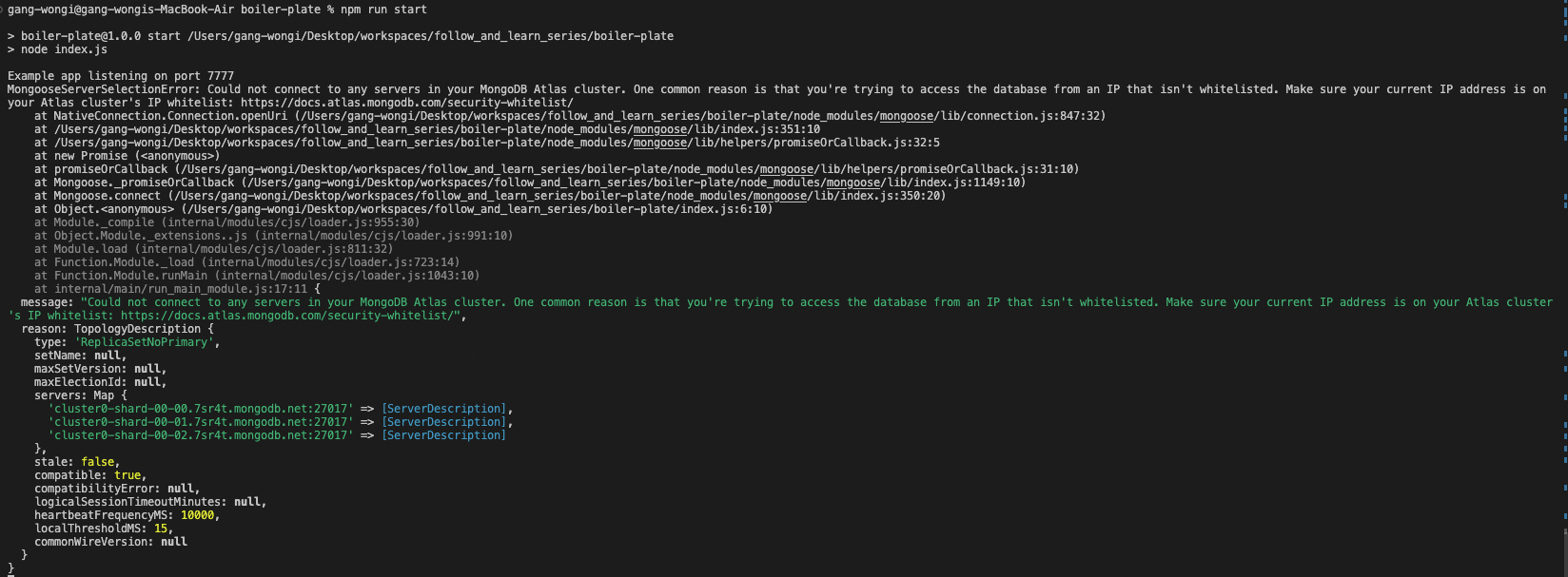 NodeJS로 express와 mongoDB 연결시 오류 해결 Could not connect to any servers in your MongoDB Atlas ...