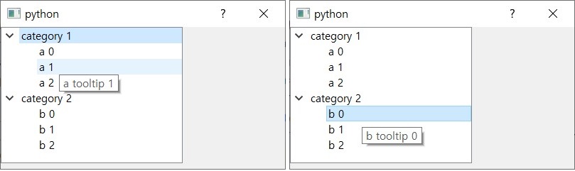 [PyQt] QTreeView에서 각 아이템마다 다른 툴팁 설정하기 :: 인생 코딩