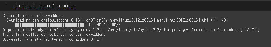 ModuleNotFoundError: No module named 'tensorflow_addons'